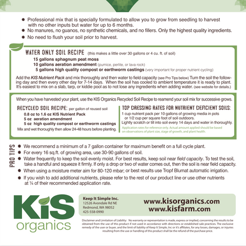 KiS Organics Nutrient Pack